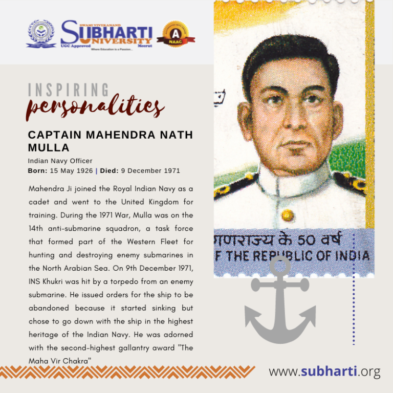 Captain Mahendra Nath Mulla - Subharti Blog